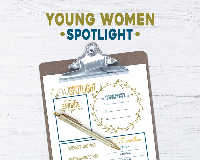 LDS Young Women Spotlight, Printable Instant Download, LDS Young Women ...