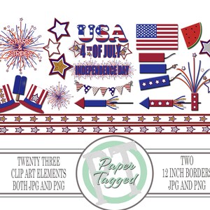 Patriotic Digital Clip Art and Paper Pack, 25 Clip Art Elements, 7 12 X ...