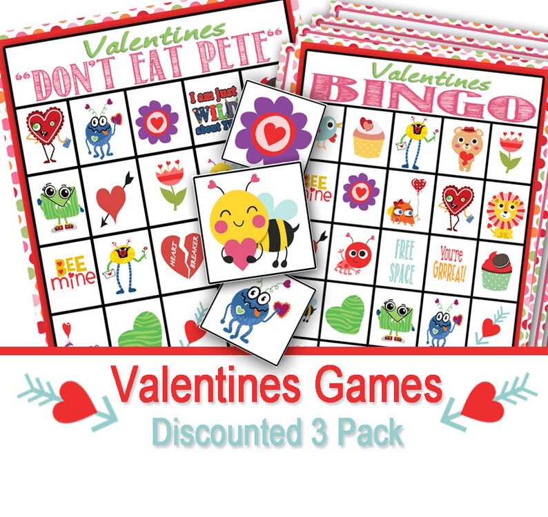 Valentine Class Party Game Three Pack, Valentine Party, Kids Party ...