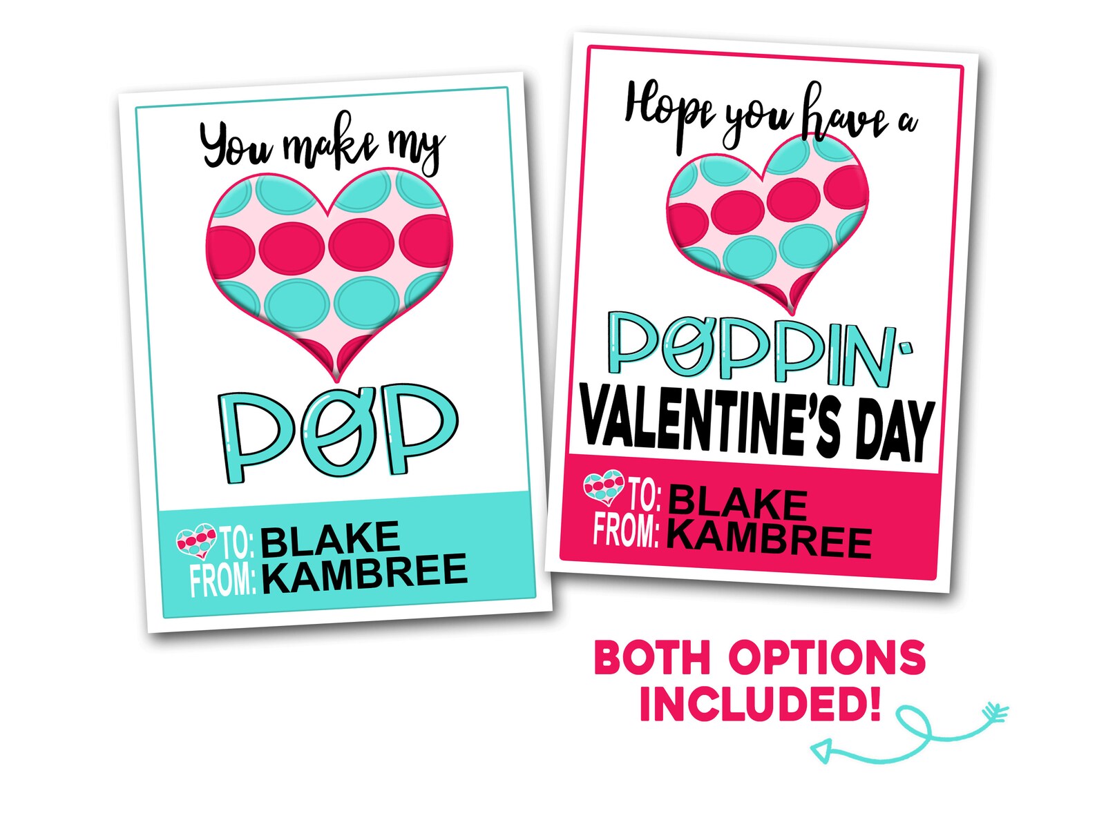 Pop Toy Valentine Card Fidget Toy Valentine Cards Kid's | Etsy