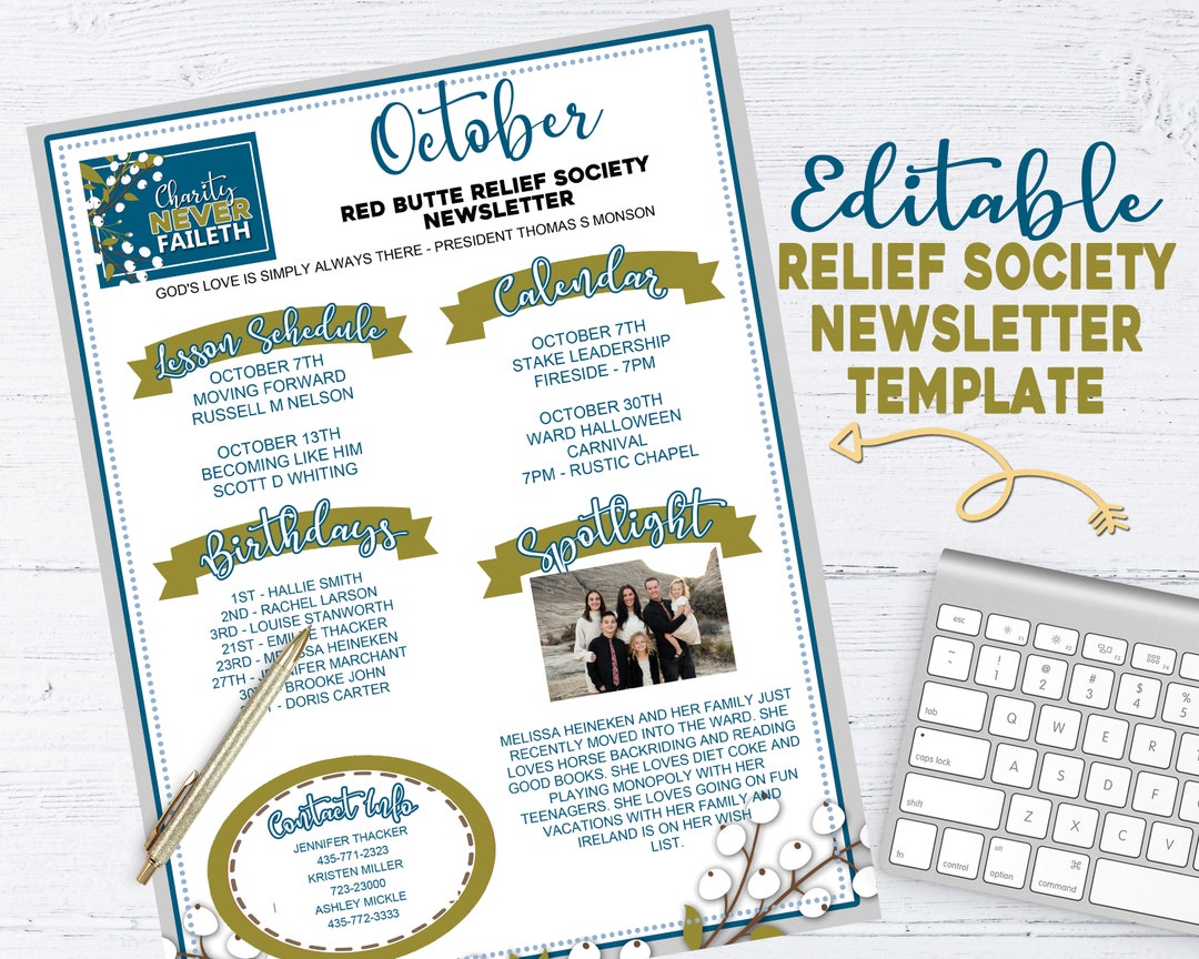 Relief Society Newsletter Template, Latter Day Saint Relief Society ...