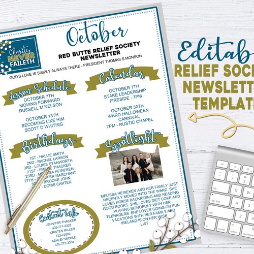 Editable Relief Society Newsletter Package/ Seasonal - Etsy