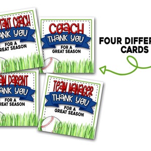 Baseball Coach Thank You Gift Tags, Baseball Thank You Card, Baseball ...