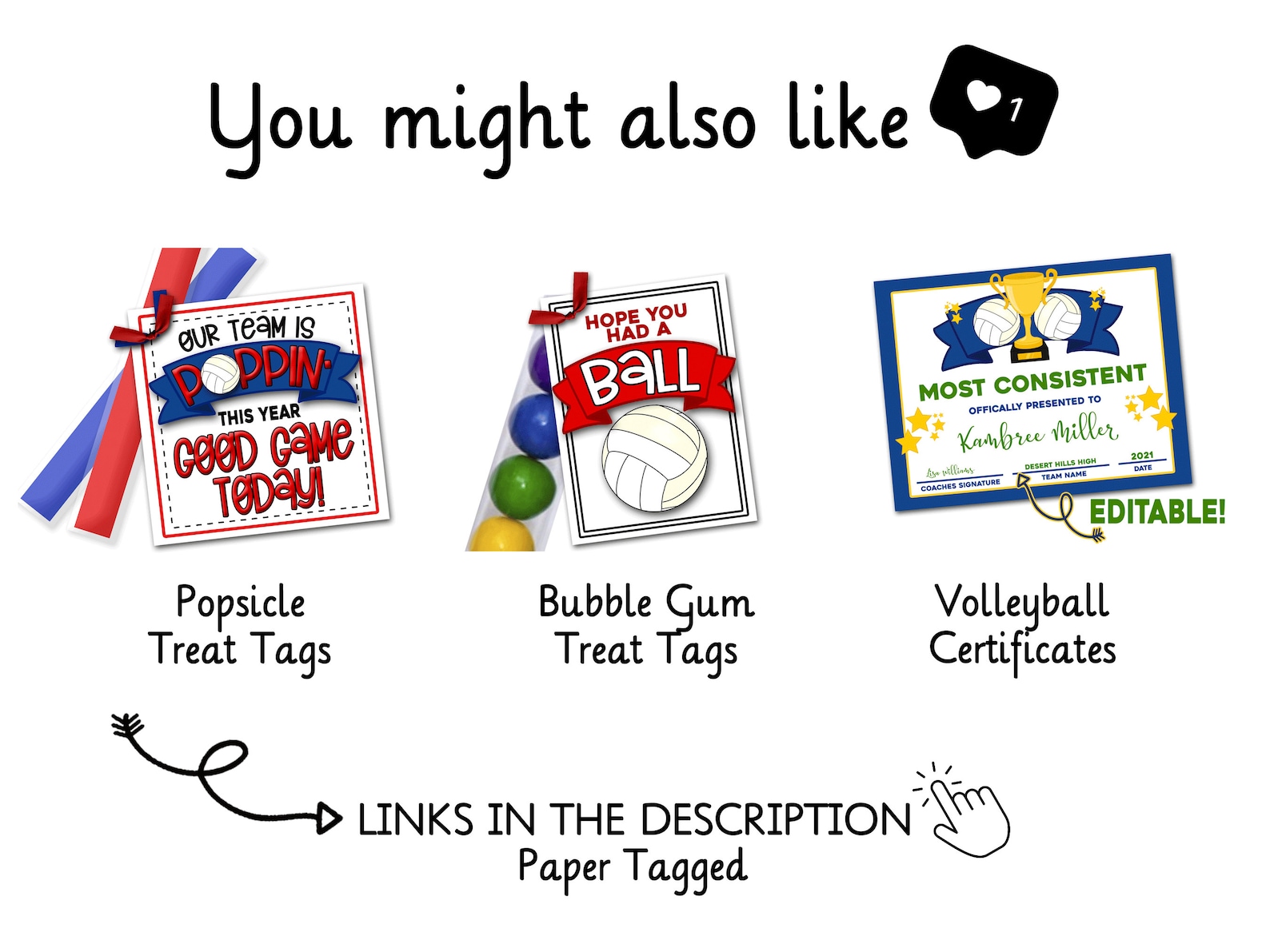 Volleyball Treat Tags, Volleyball Good Luck Favor Tags, You Rock Make ...