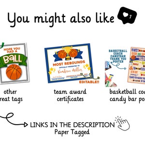 Basketball Treat Tag, Basketball Good Luck Favor Tag, Chip Tag ...