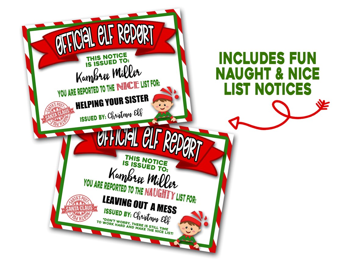 Elf Activities Printable Elf Notes Note From Elf Elf - Etsy