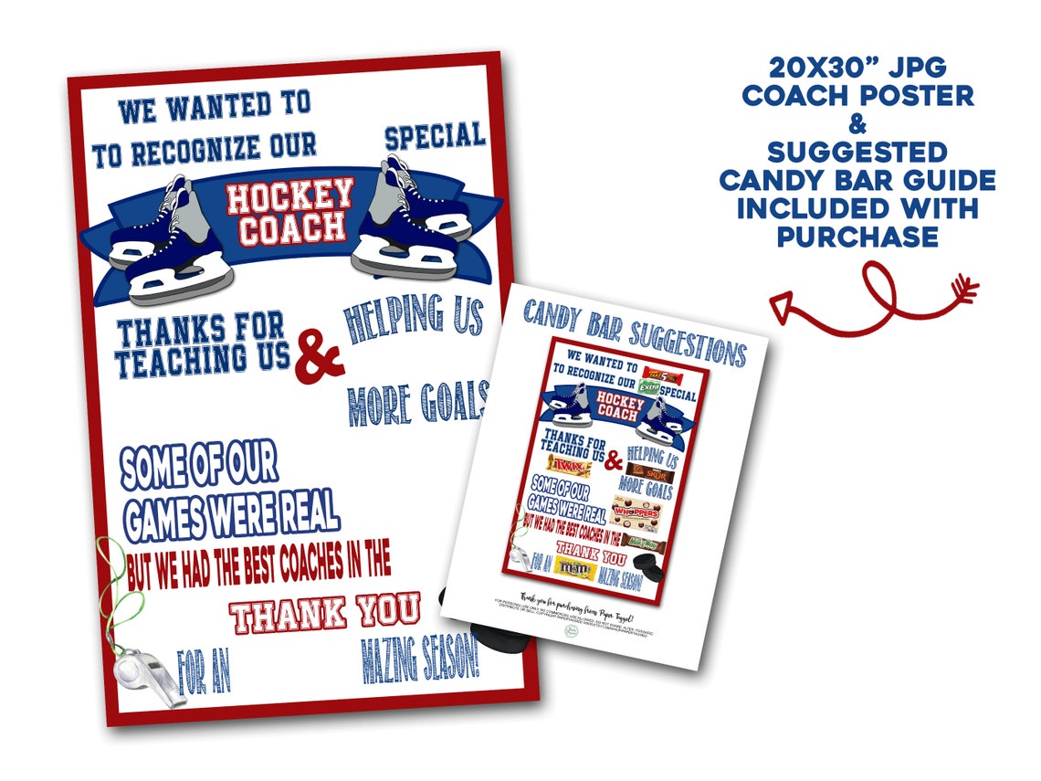 Hockey Coach Candy Gram Poster Thank You Gift Coach Gift | Etsy