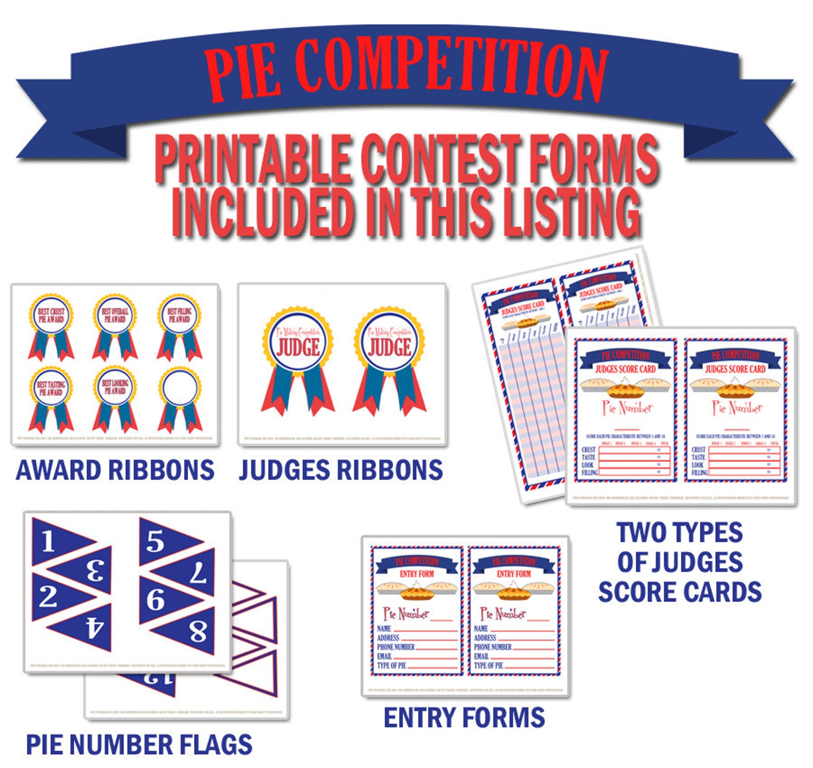 Pie Making Competition Printable Forms Pie Contest Forms - Etsy