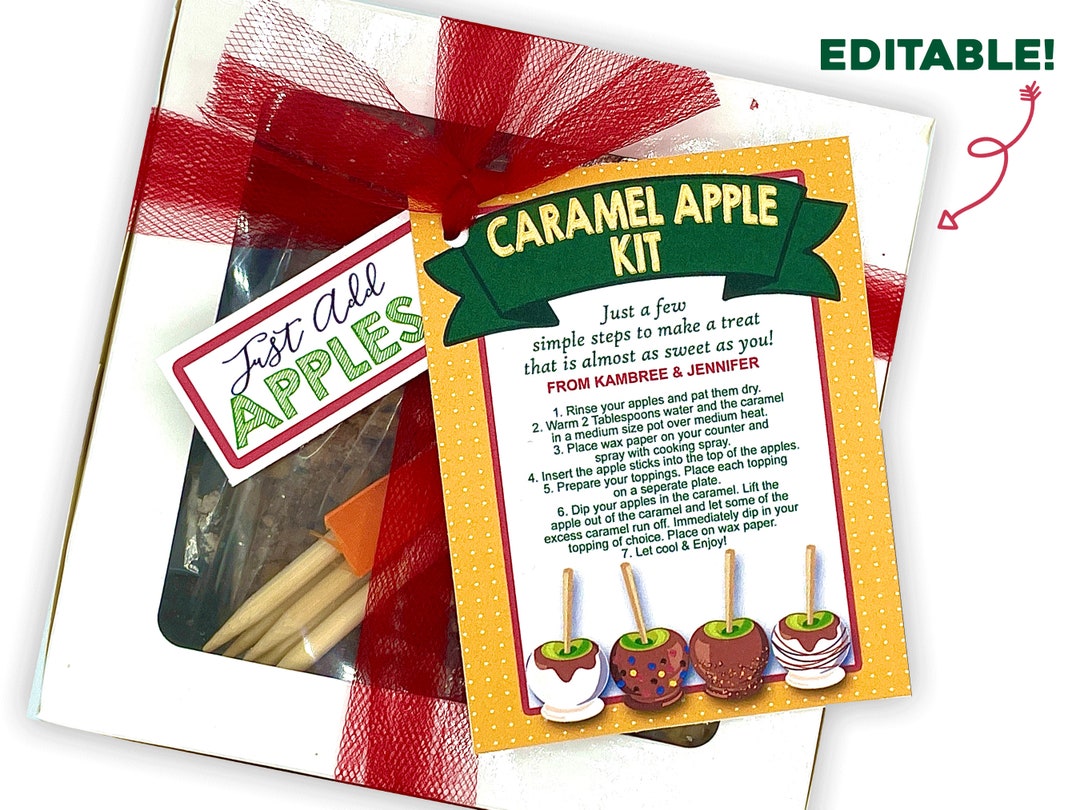 Caramel Apple Kit Printable Tags, Caramel Apple Gift Tags, Caramel ...