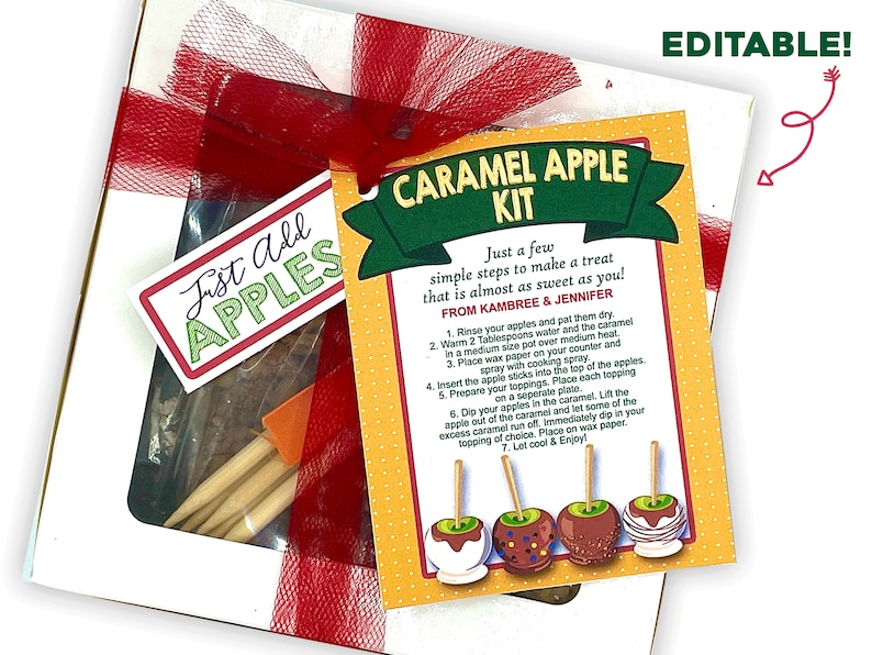 Caramel Apple Kit Printable Tags Caramel Apple Gift Tags - Etsy