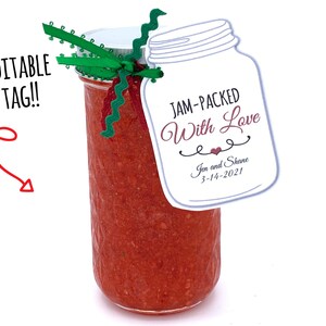 Jam Packed With Love Gift Tag, Wedding Favor, Country Wedding ...