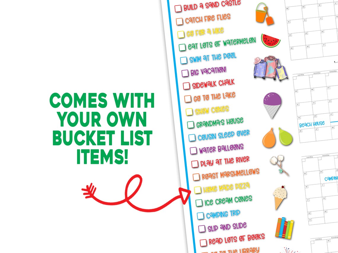 Summer Bucket List Poster, Summer Checklist, Summer Bucket List, Family ...