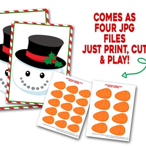 Pin the Nose on the Snowman, Printable, Christmas Class Party Game ...