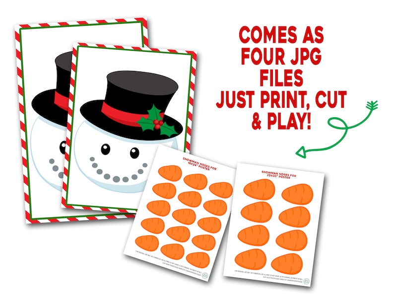 Pin the Nose on the Snowman Printable Christmas Class Party - Etsy