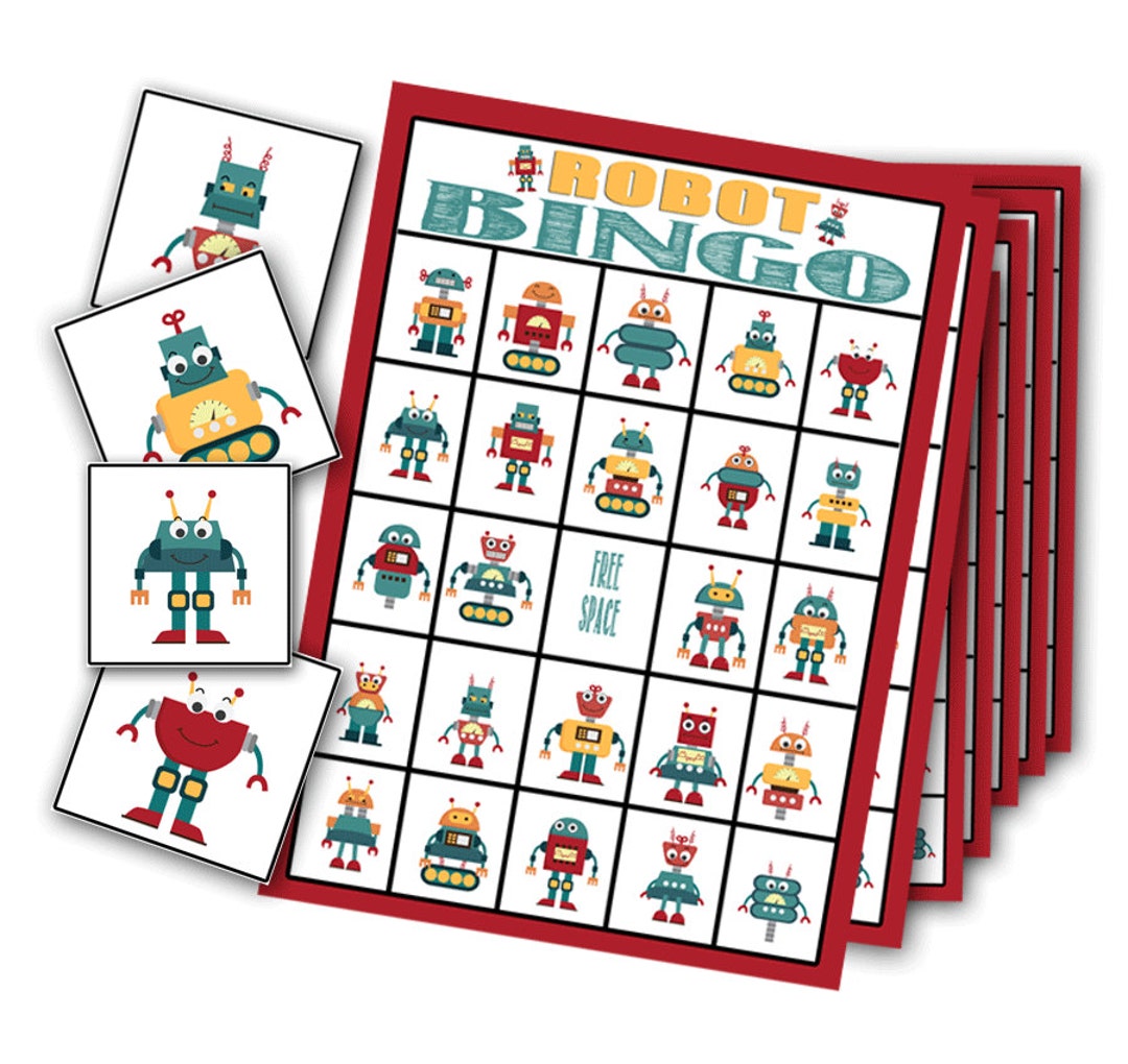 Robot Party Bingo Game, Robot Party, Robot Party Game, Robot Bingo ...