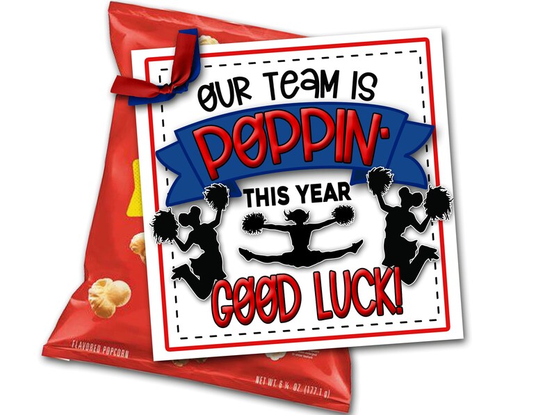 Cheerleading Good Luck Favor Tags, Our Team is Poppin, Cheer Good Luck ...