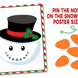 Pin the Nose on the Snowman, Printable, Christmas Class Party Game ...
