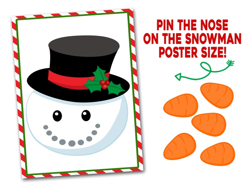 Pin the Nose on the Snowman Printable Christmas Class Party - Etsy