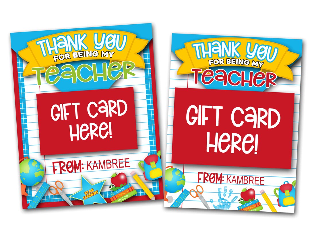 Teacher Gift Card Holder, Teacher Appreciation Week Gift, Thank You ...