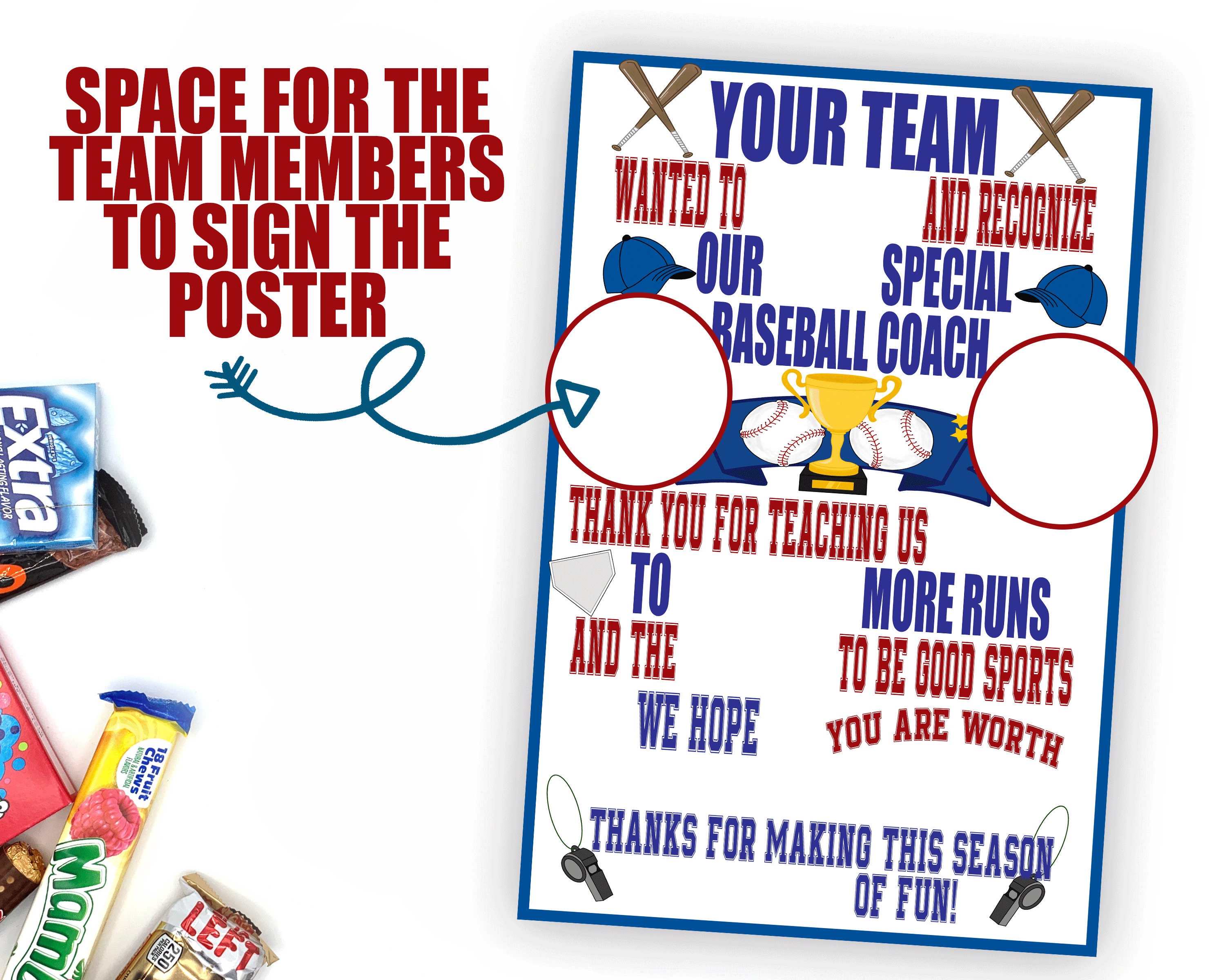 Baseball Coach Candy Gram Poster, Coaches Thank You Gift, Coach Gift ...