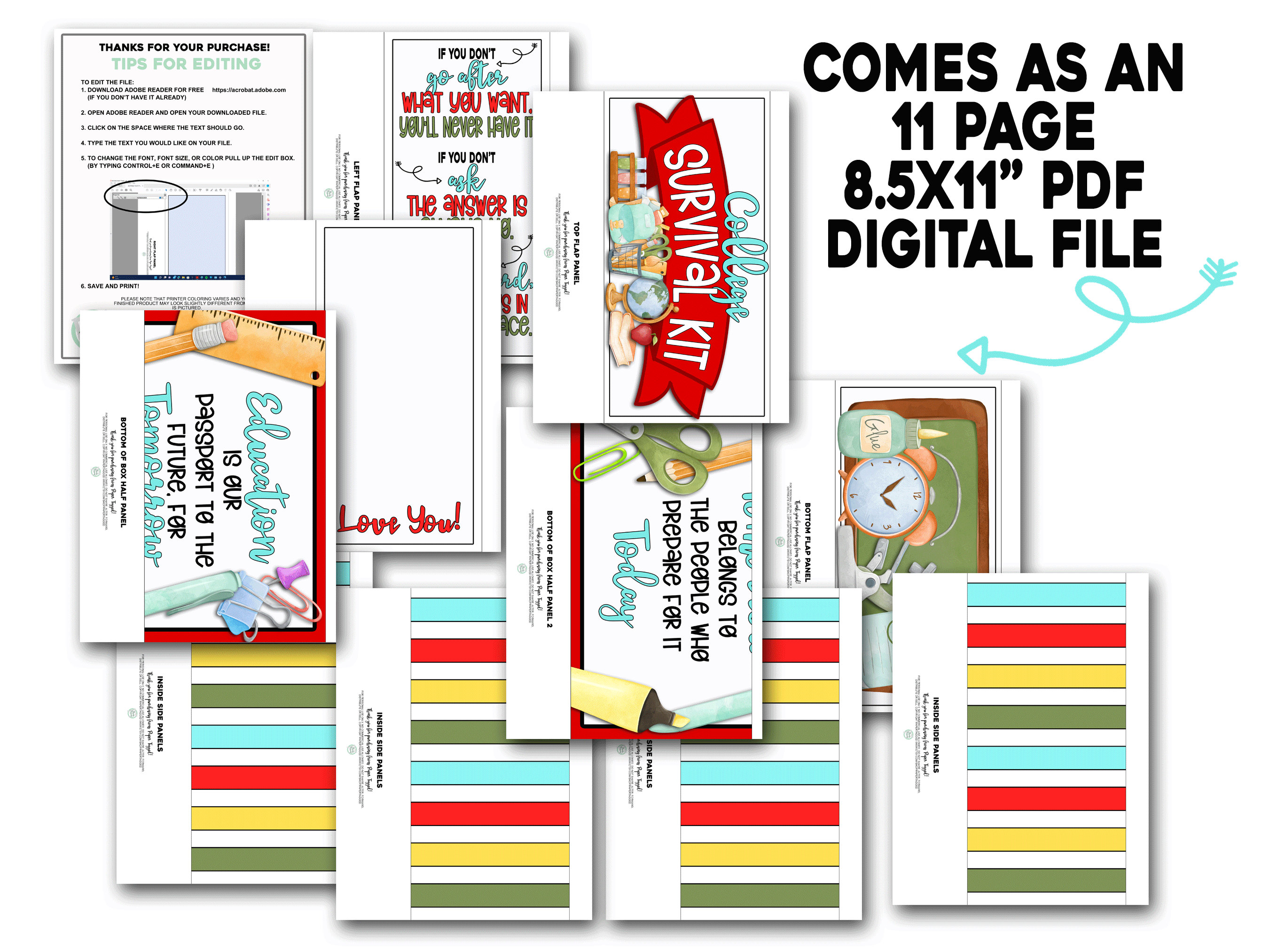 College Survival Kit Care Package, Printable College Care Package ...