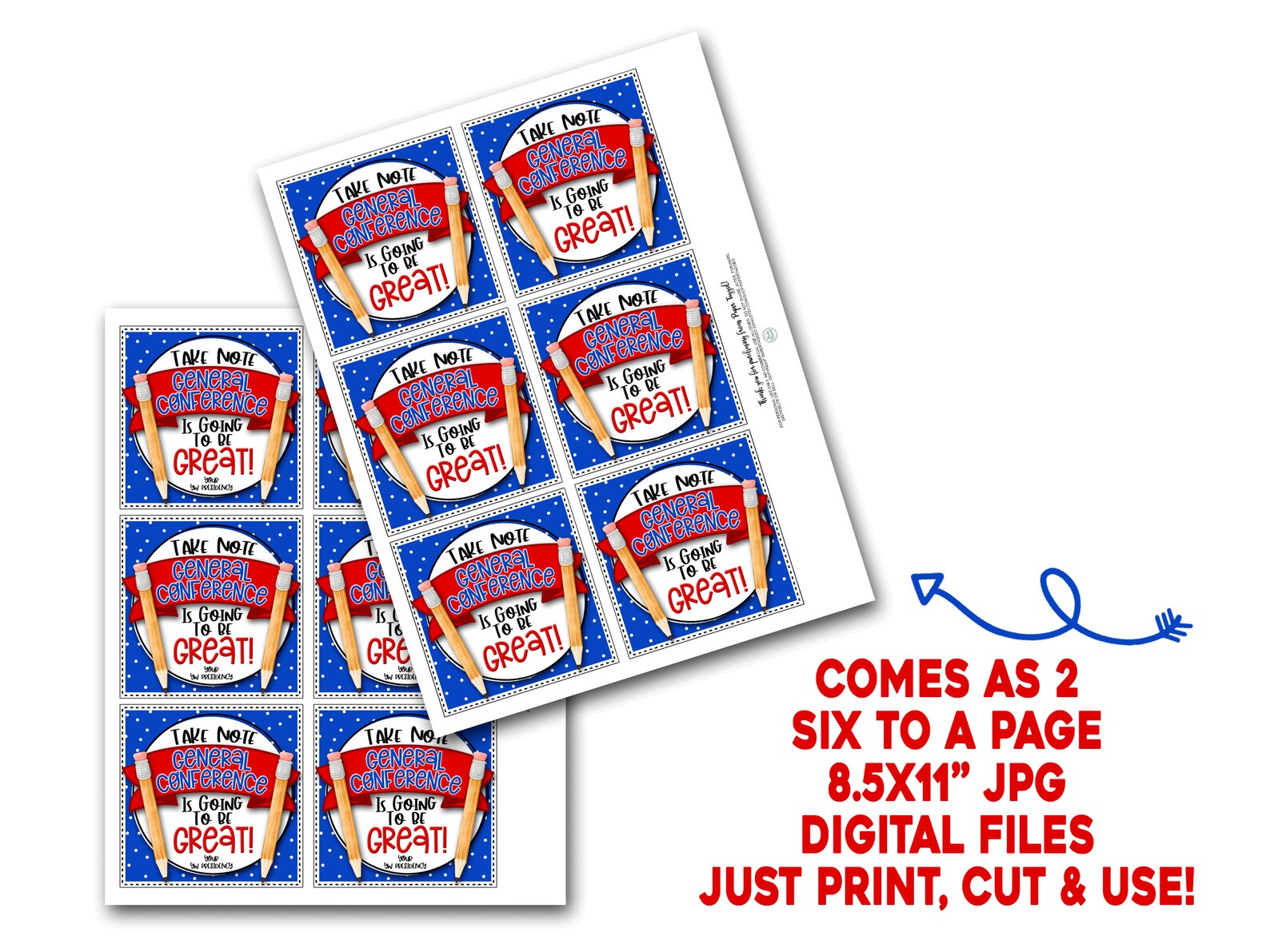 General Conference Ministering Gift Tags Take Note General - Etsy