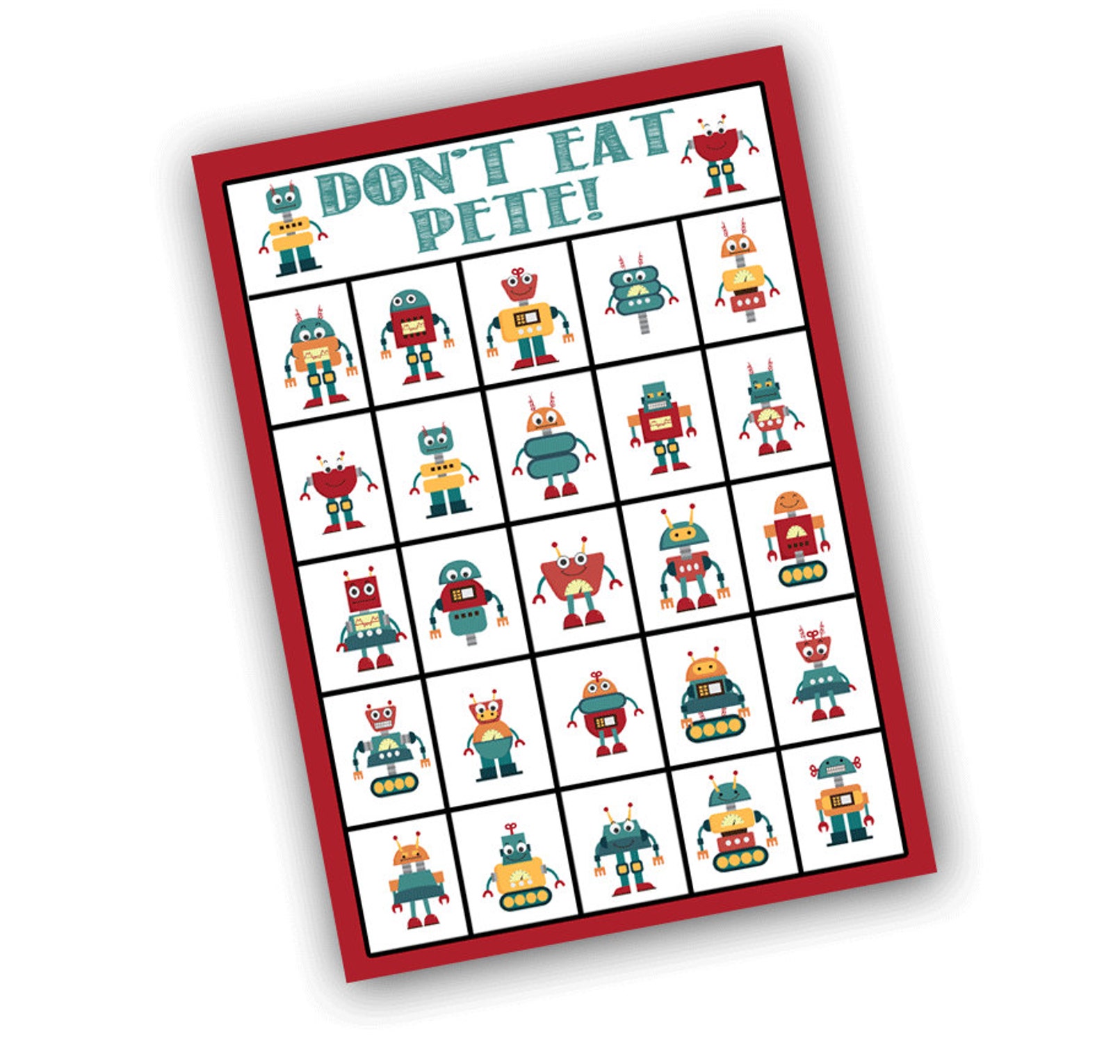 Robot Bingo and Don't Eat Pete Combo Pack Robot Birthday - Etsy