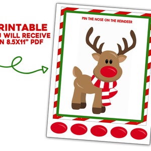 Elf Idea, Elf Pin the Nose on the Reindeer, Easy Elf Ideas, Printable ...