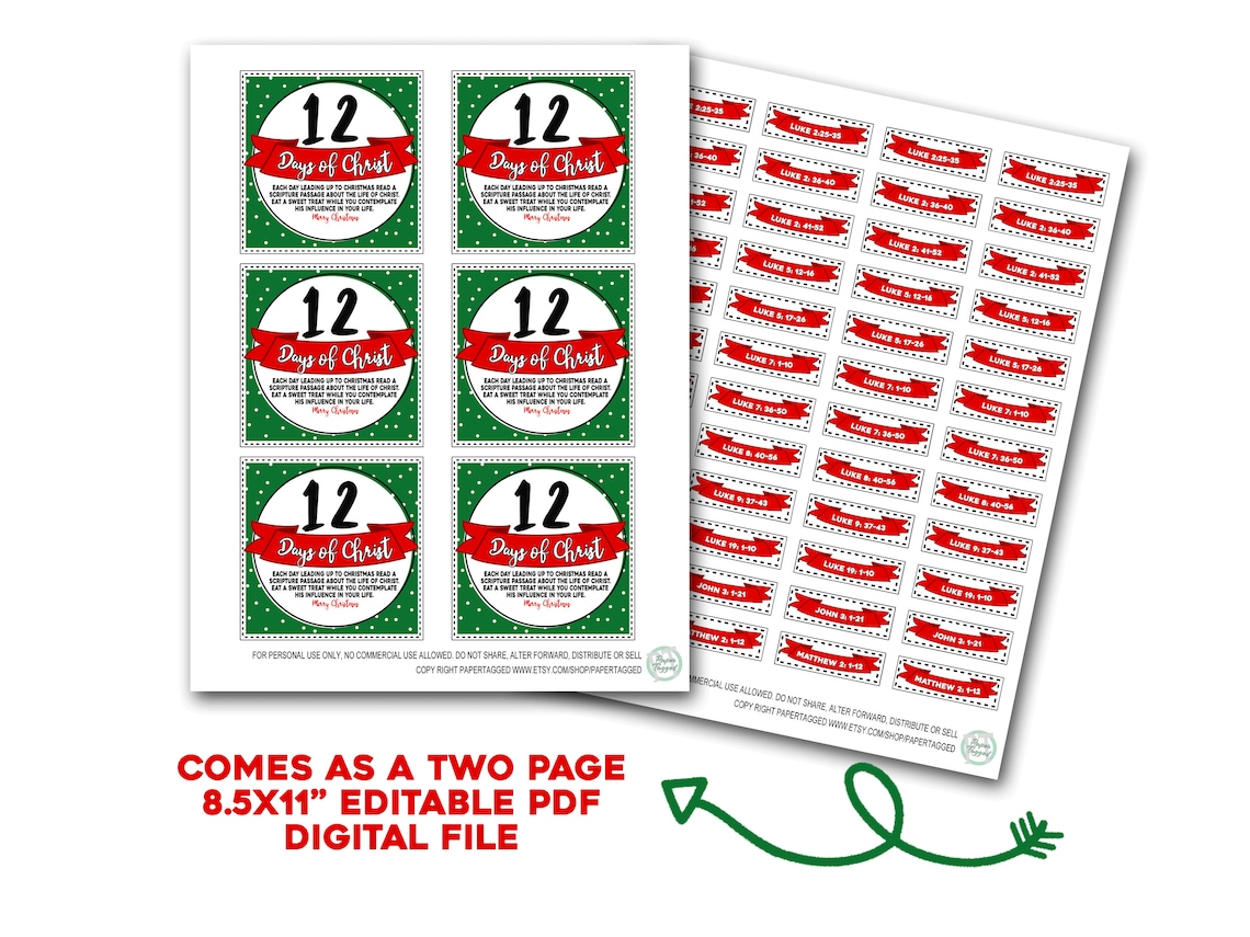 Missionary Advent Calendar, 12 Days of Christ Christmas Countdown ...