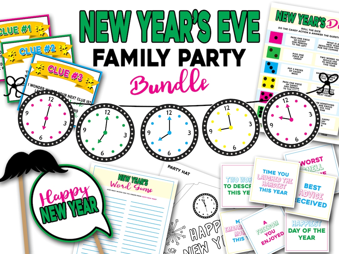 New Year's Eve Family Party Bundle, New Year's Eve Party Kit, Kids New ...