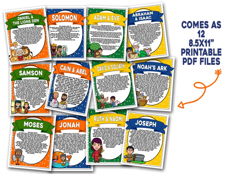 Old Testament Bible Story Posters 12 Small Printable Posters | Etsy