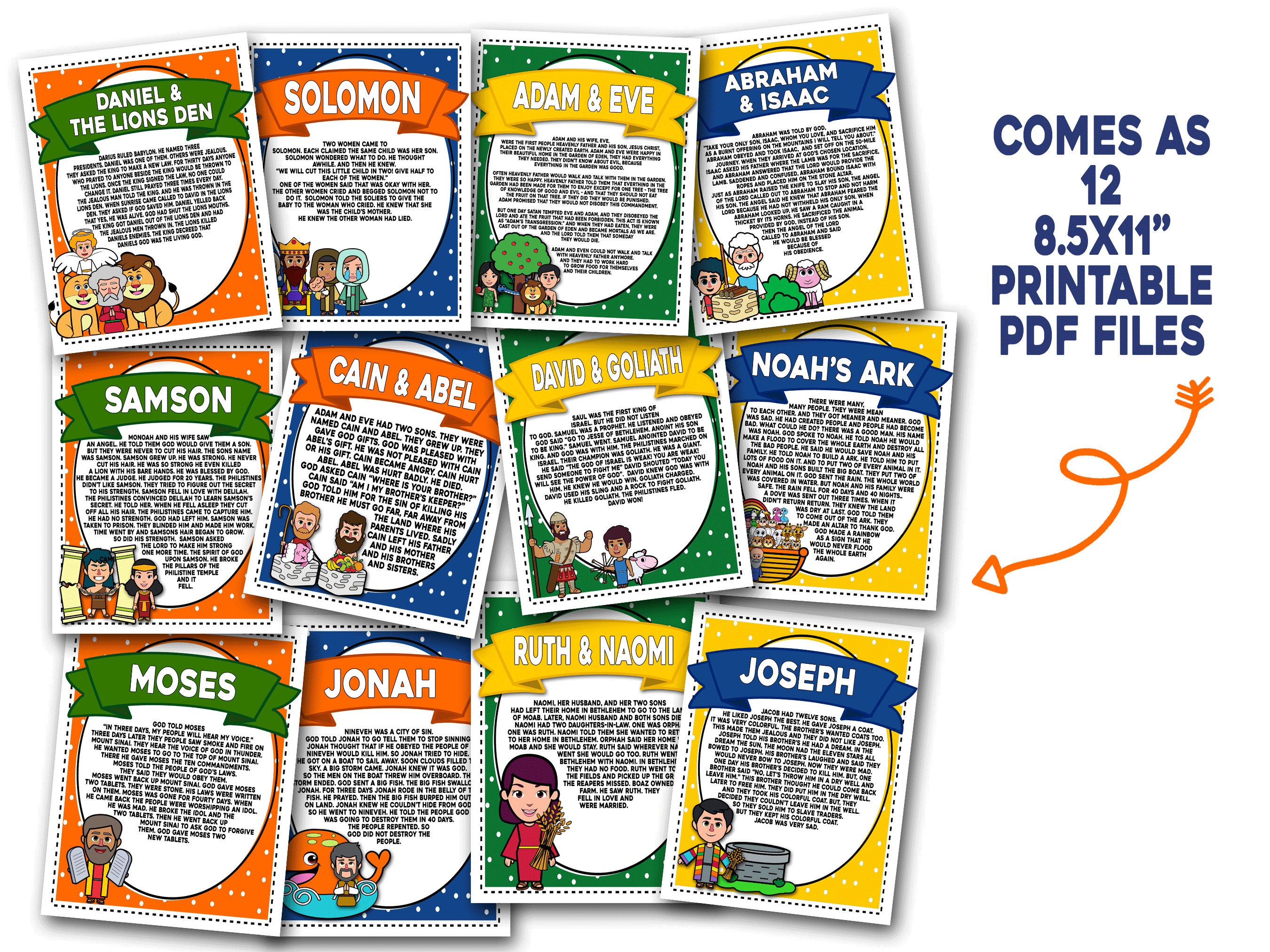 Old Testament Bible Story Posters 12 Small Printable Posters - Etsy UK