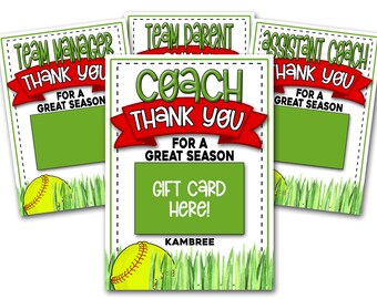 Thank You Softball Card - Etsy