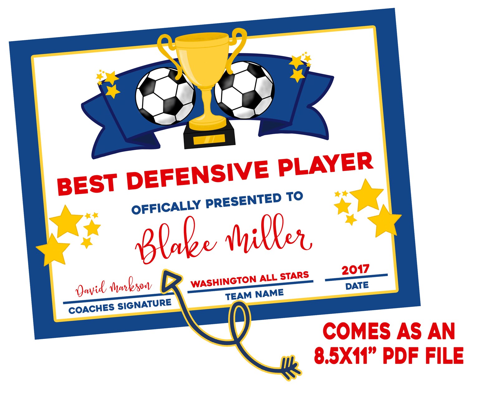 Soccer Team Awards Editable PDF File Soccer Certificates | Etsy