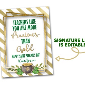 Saint Patrick's Day Teacher Appreciation Idea, Teacher Gift Tag ...