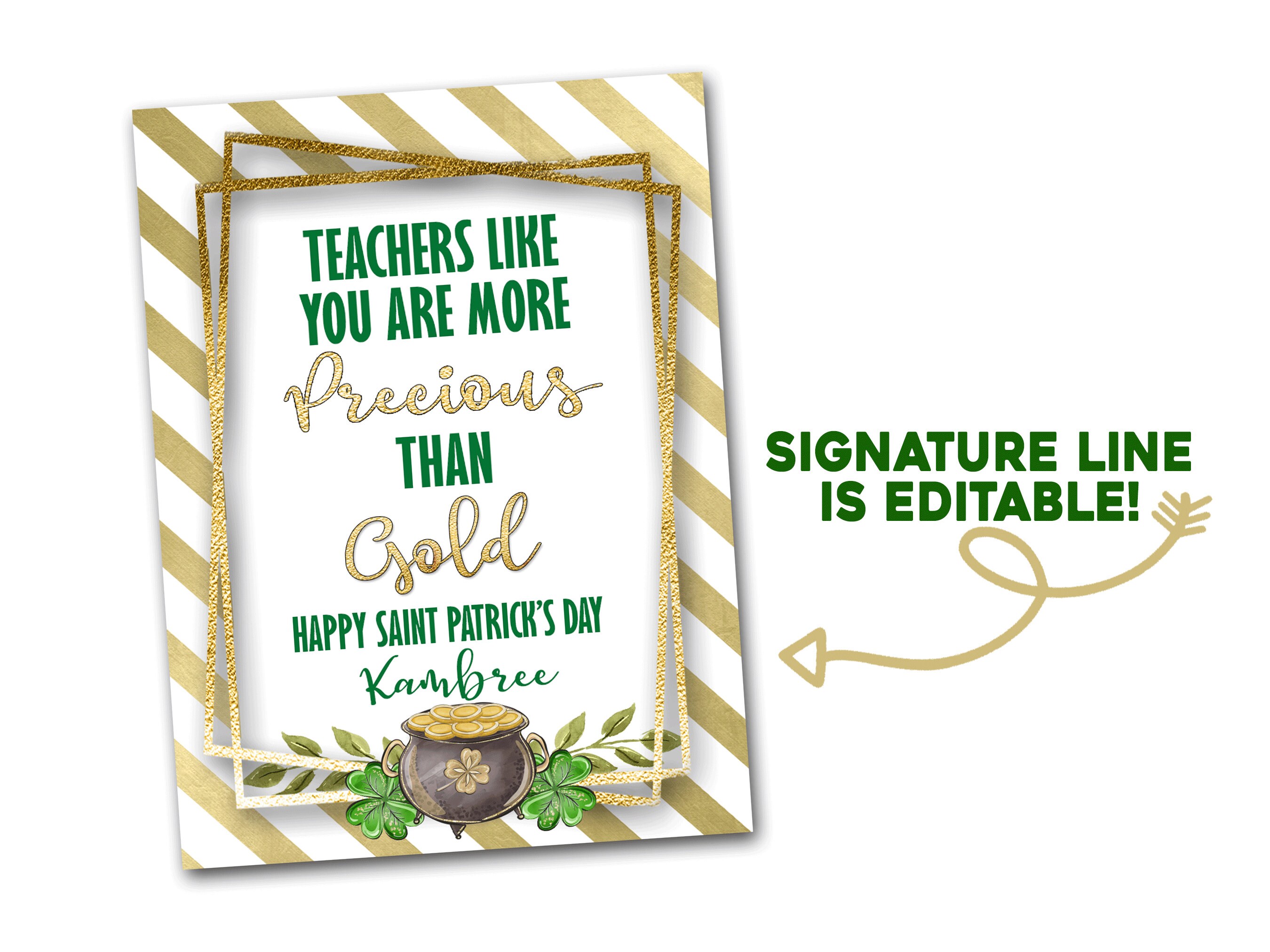 Saint Patrick's Day Teacher Appreciation Idea, Teacher Gift Tag ...