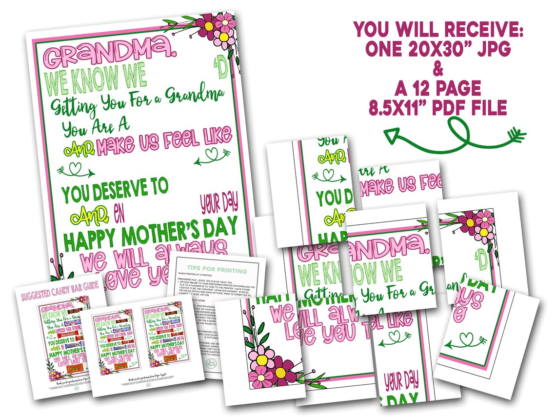 Grandma Mother's Day Candy Gram Poster Mother's Day - Etsy