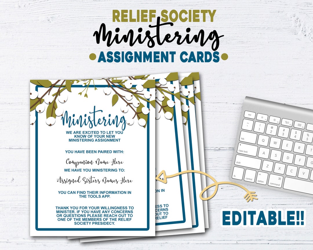 Relief Society Ministering Assignment Cards, Relief Society Handouts ...