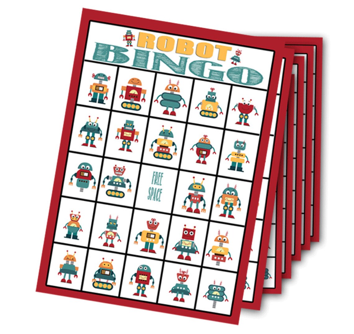Robot Party Bingo Game, Robot Party, Robot Party Game, Robot Bingo ...