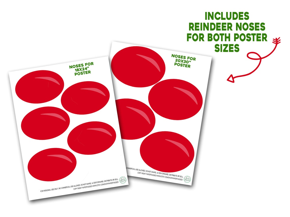 Pin the Nose on the Reindeer, Printable, Christmas Class Party Game ...