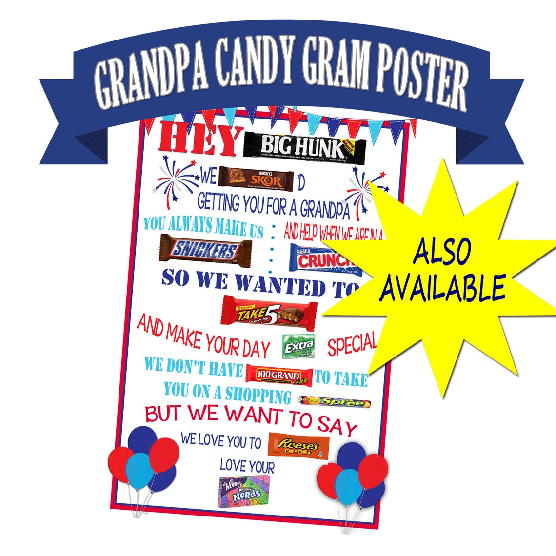 High School Graduation Candy Gram Poster Candy Bar Poster | Etsy