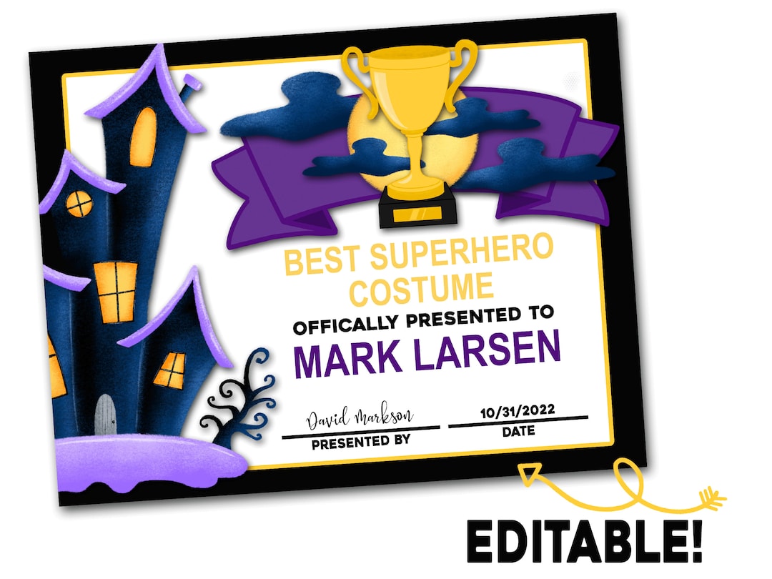 Halloween Award Certificates, Halloween Costume Award Certificates ...