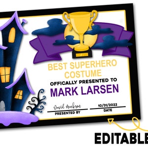 Halloween Award Certificates, Halloween Costume Award Certificates ...