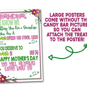 Grandma Mother's Day Candy Gram Poster, Mother's Day Gift for Grandma ...