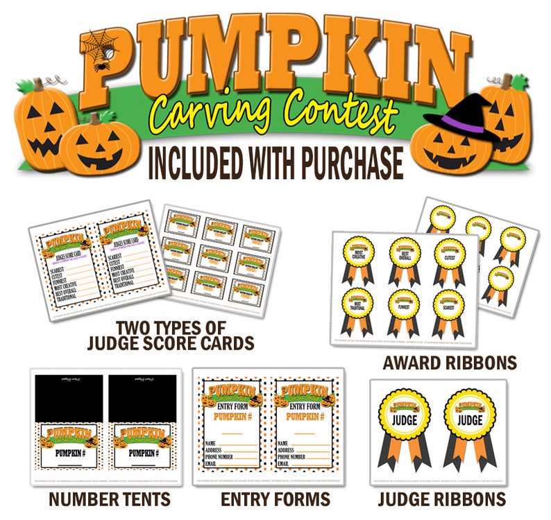 Pumpkin Carving Contest Printable Forms Packet Pumpkin - Etsy