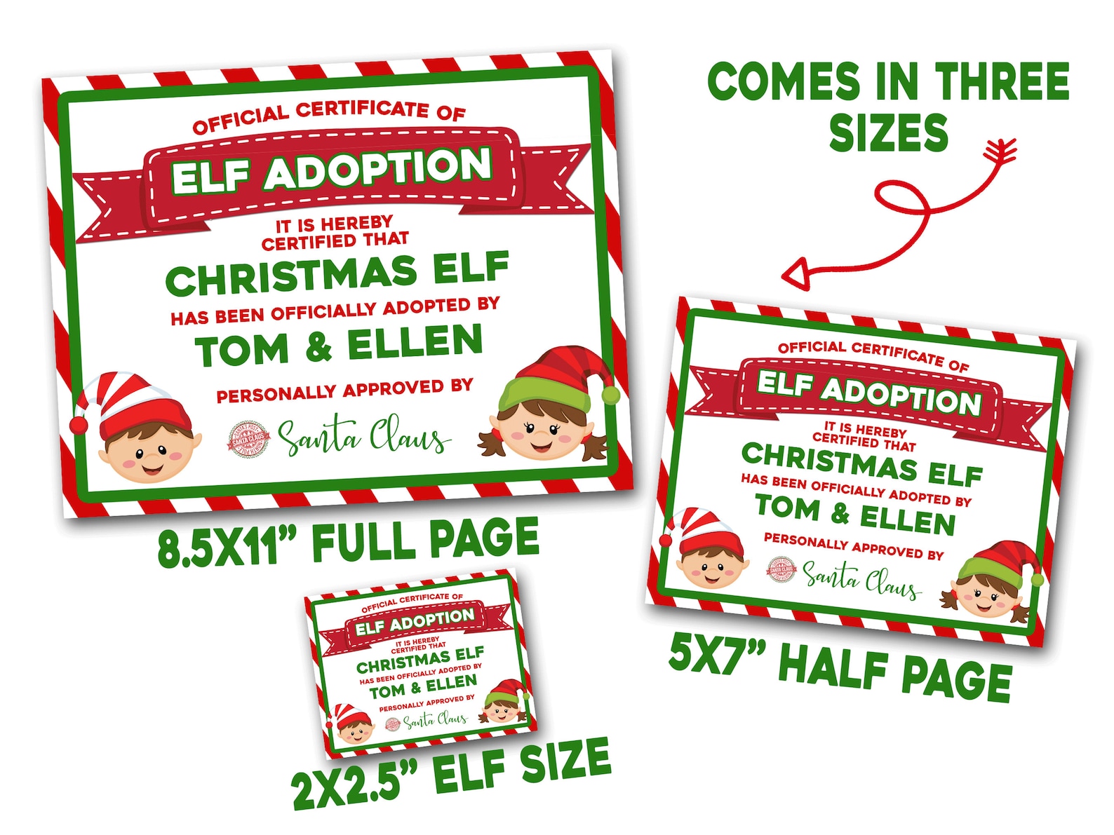 Elf Adoption Certificate, Editable Elf Adoption Certificate, Printable ...
