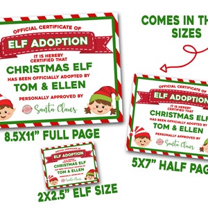 Elf Adoption Certificate, Editable Elf Adoption Certificate, Printable ...