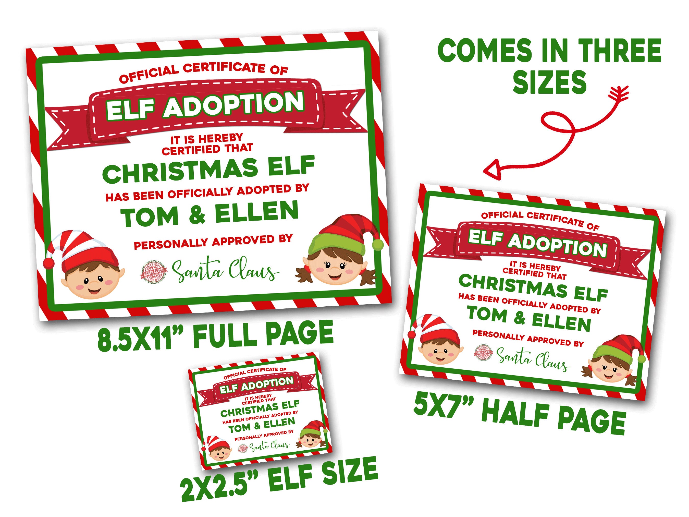 Elf Adoption Certificate Editable Elf Adoption Certificate - Etsy