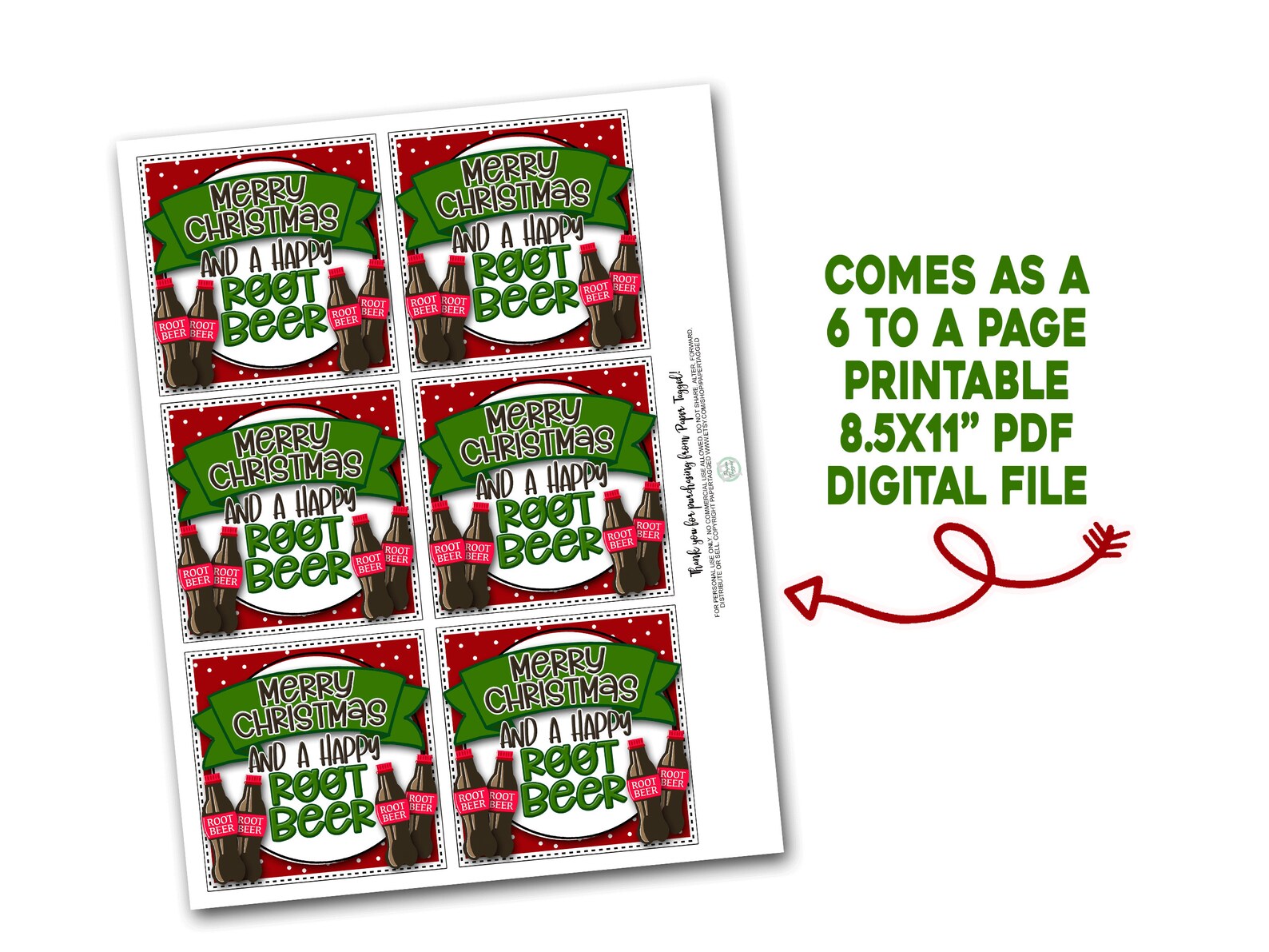 Root Beer Christmas Neighbor Gift, Christmas Gift Tag, Merry Christmas ...