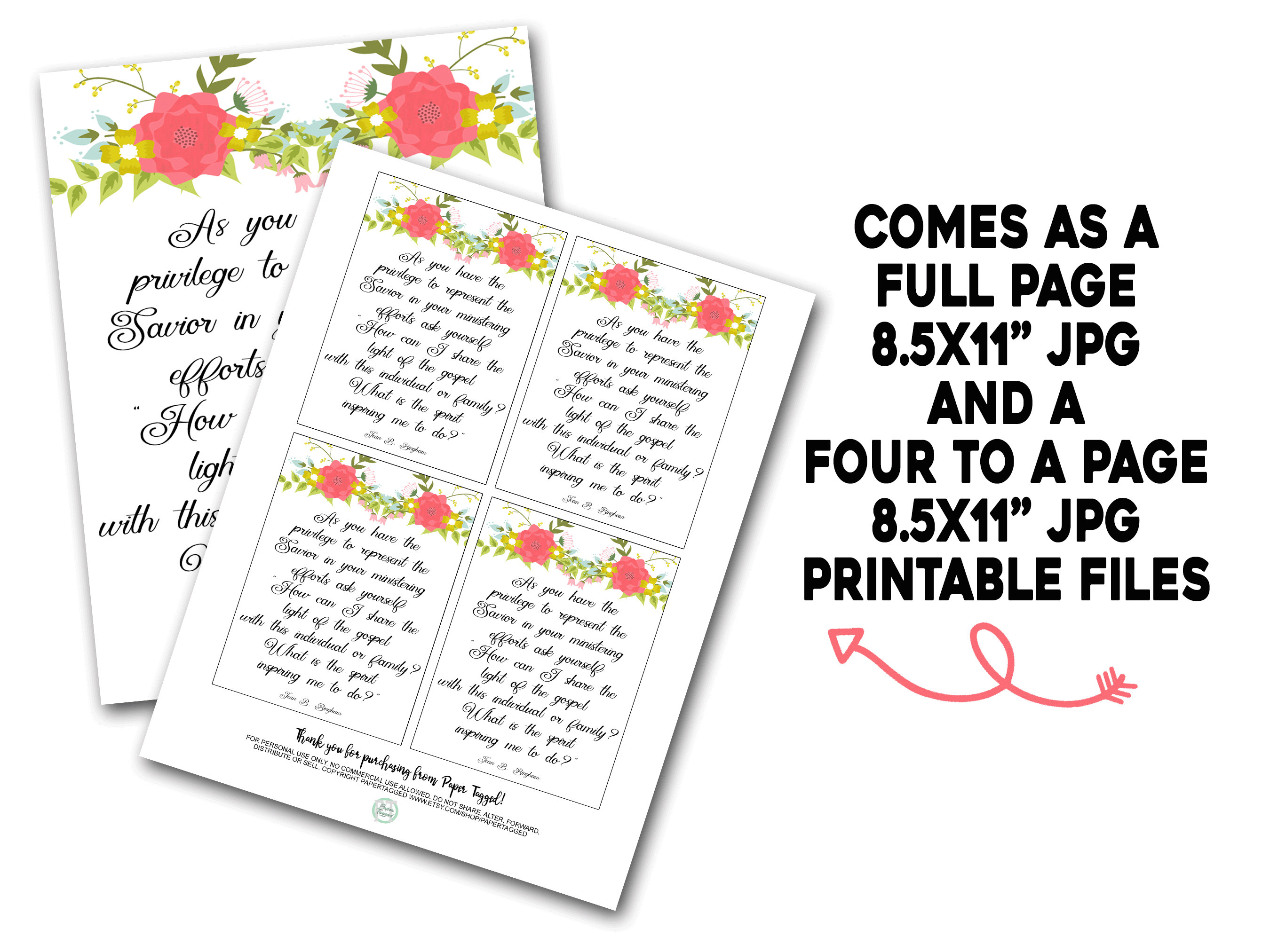 LDS Ministering Handout, Relief Society Handout, Ministering Printables ...